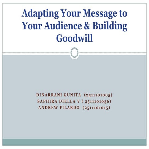 Adapting your message to your audience & building goodwill | PPTX