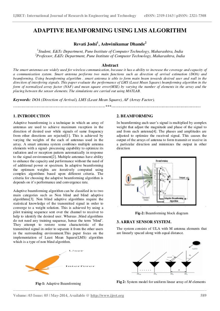 Adaptive Beamforming Using Lms Algorithm
