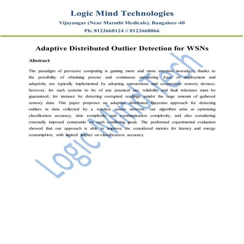 Adaptive Distributed Outlier Detection For Ws Ns Pdf