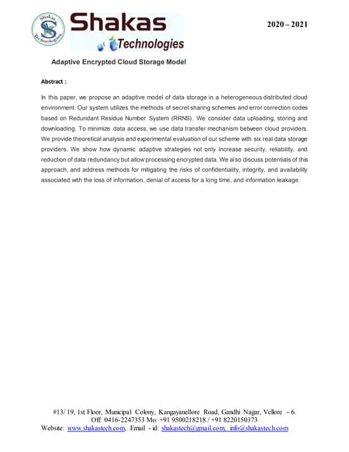 Adaptive Encrypted Cloud Storage Model Pdf