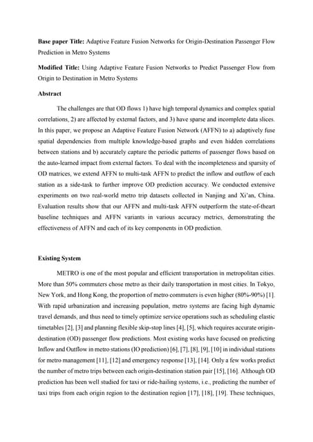 Adaptive Feature Fusion Networks For Origin Destination Passenger Flow