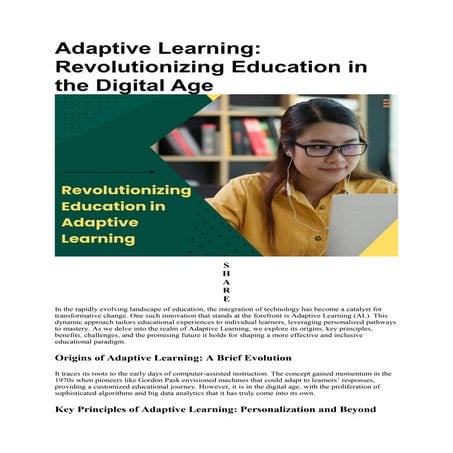 Adaptive Learning: Revolutionizing Education in the Digital Age | PDF