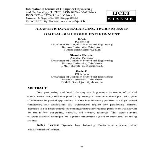 Adaptive Load Balancing Techniques In Global Scale Grid Environment Pdf