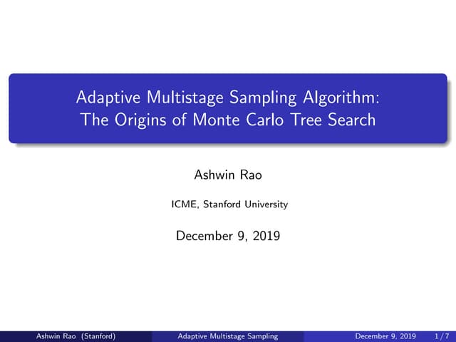 Adaptive Multistage Sampling Algorithm The Origins Of Monte Carlo Tree