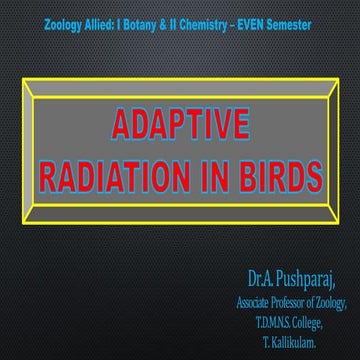 Topic: ADAPTIVE RADIATION IN BIRDS-zoology | PDF