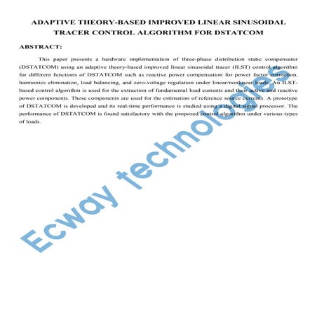 Adaptive Theory Based Improved Linear Sinusoidal Tracer Control Algorithm For Dstatcom Doc