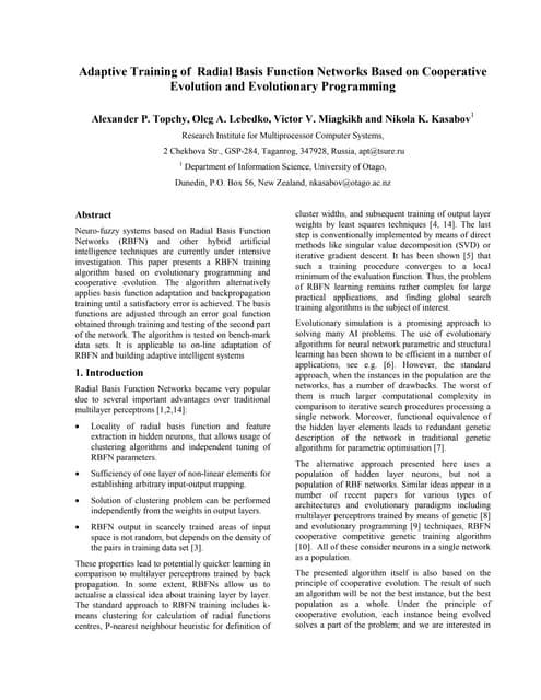 Adaptive Training Of Radial Basis Function Networks Based On Cooperative Pdf 3771