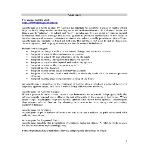 Adaptogen | PDF