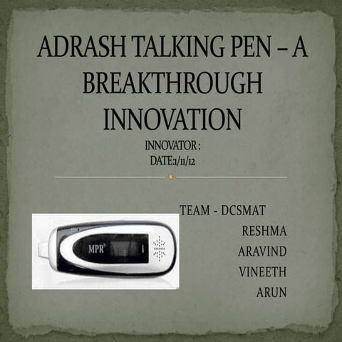 Adarsh talking pen | PPT