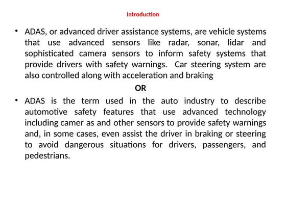 Seminar on Advanced Driver Assistance Systems (ADAS).pptx | Auto Safety ...