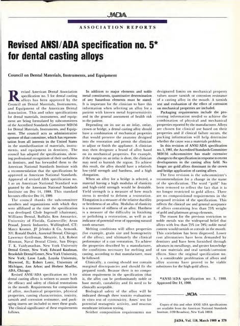 Ansi & ada specification no. 32 | DOC | Dental Health | Diseases and ...
