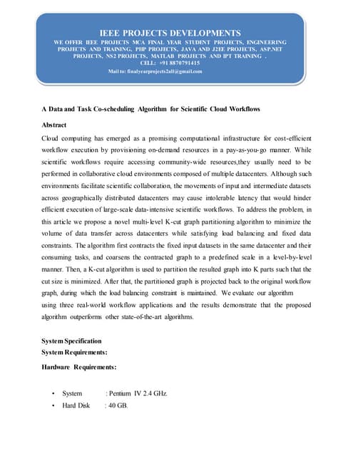 A Data And Task Co Scheduling Algorithm For Scientific Cloud Workflows Pdf