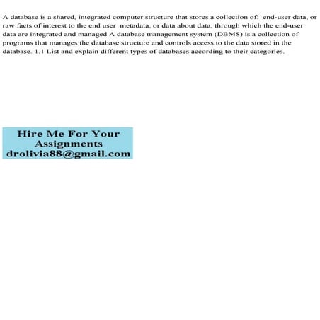 A Database Is A Shared Integrated Computer Structure That Stores A Pdf 5746