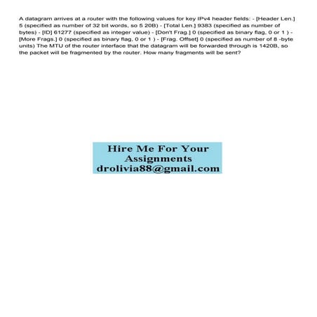 A datagram arrives at a router with the following values for.pdf