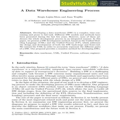 A Data Warehouse Engineering Process | PDF
