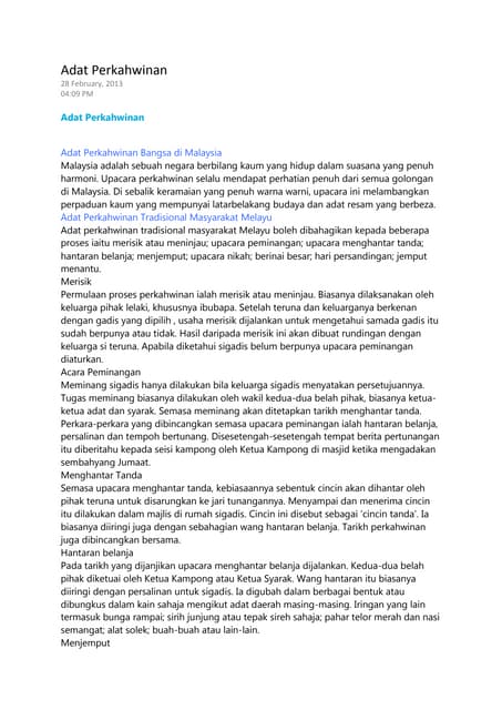 Sivik - Adat Perkahwinan Melayu | PDF