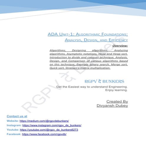 Ada Unit 1 Algorithmic Foundations Analysis Design And Efficiencypdf 0901