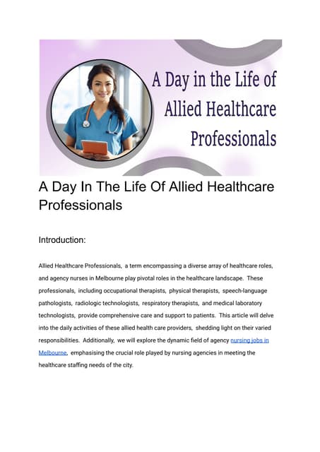 The Essential Role of Allied Health Professionals in Modern Healthcare ...