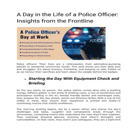 A Day in the Life of a Police Officer | PDF