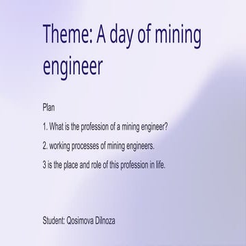 A day of mining engineer _______________________________ | PPT