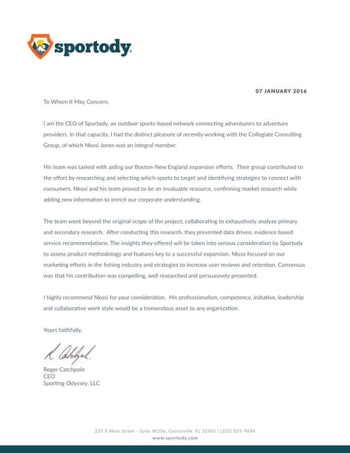 Moses Signed Recommendation Letter | PDF