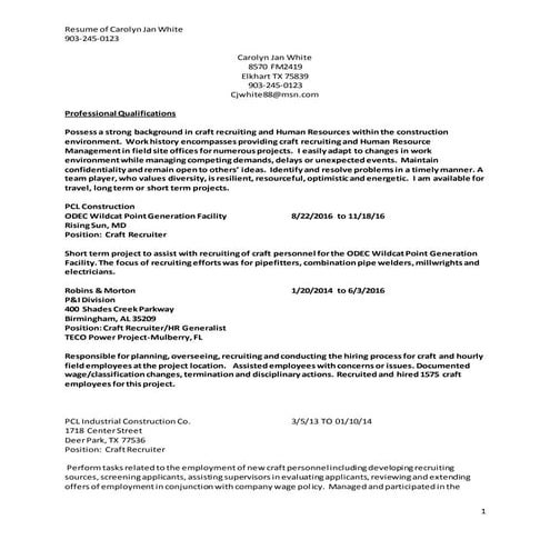 Resume Jan White | DOCX