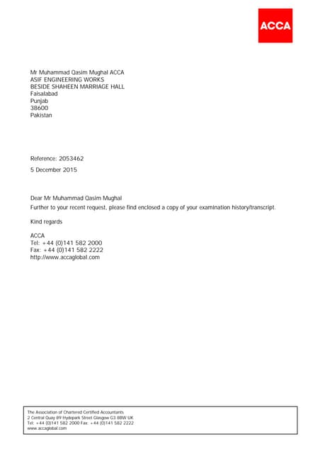 Acca Membership Certificate | PDF