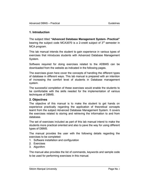 Advanced Database Lecture Notes Pdf Databases Computer Software And Applications