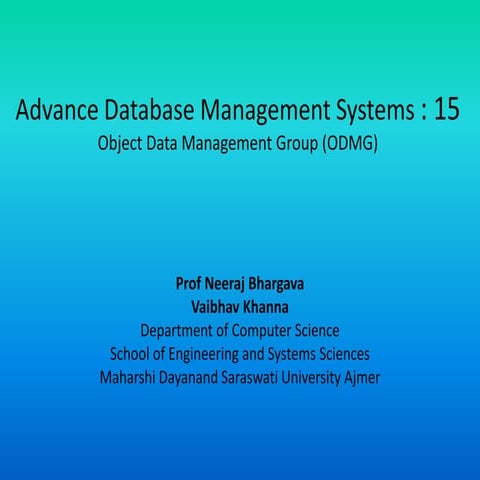 Adbms 15 Object Data Management Group Pptx