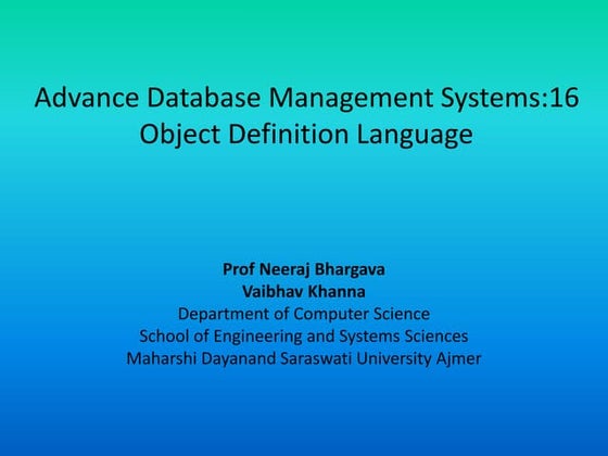 Adbms 17 object query language | PPT Adbms 17 object query language | PPT