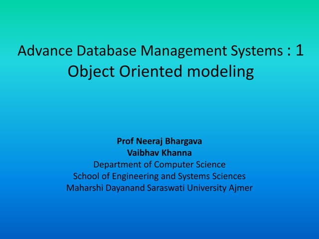 Adbms 1 Object Oriented Modeling Ppt 0343