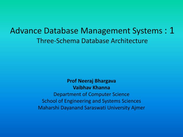 Adbms 6 three schema database architecture | PPT Adbms 6 three schema database architecture | PPT