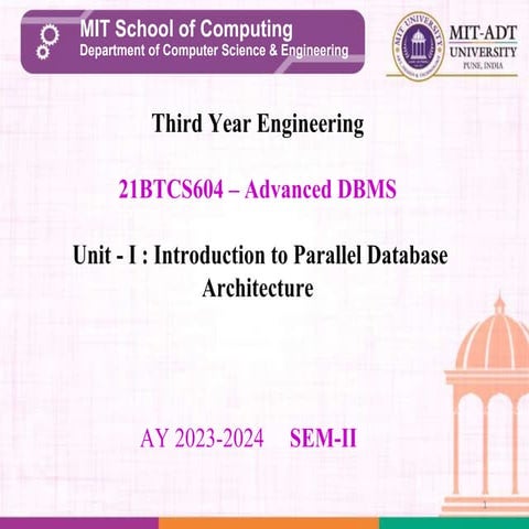 Adbsparallel Databases In Advanced Dbms Ppt 
