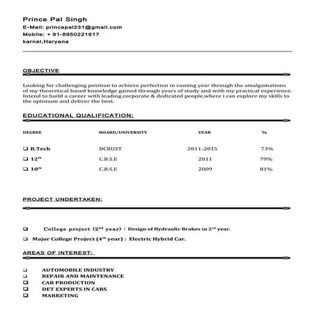 prince updated resume | DOC