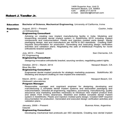 Tandler Resume August 2015 | DOC
