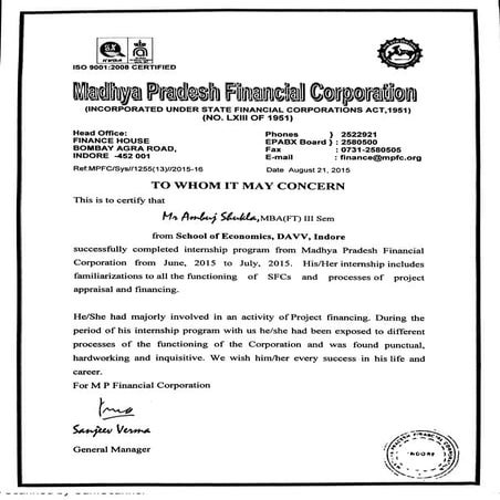 Mpfc certificate | PDF