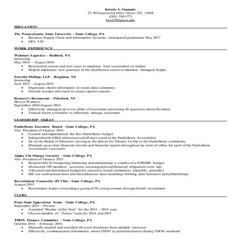 Resume- Kristie Stamatis (2) | PDF