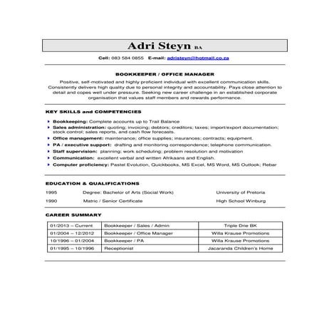 Adri Steyn CV | PDF