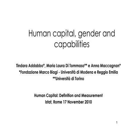 Human capital, gender and capabilities | PDF