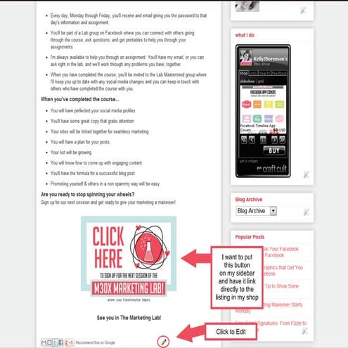 Add a clickable button to your blog sidebar | PPT