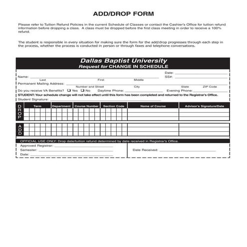 Add drop form w info 2 04 | PDF