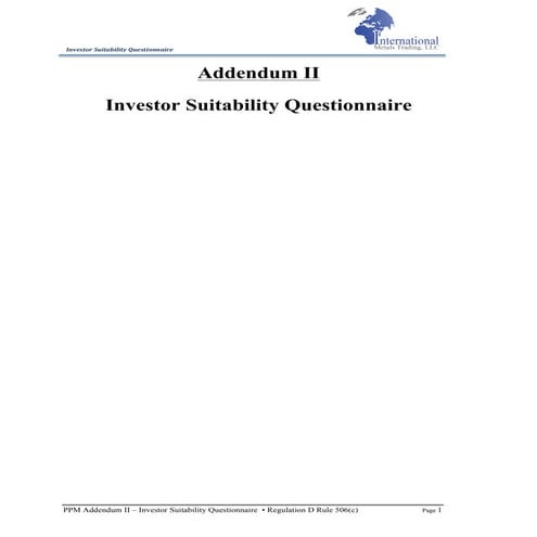 Investor Suitability Questionnaire (Required) | PDF