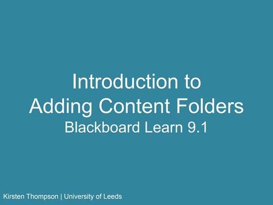 Introduction to Copying and Moving Content in Blackboard Learn 9.1 | PPTX