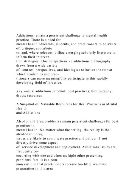 Addictions remain a persistent challenge to mental health prac.docx Addictions remain a persistent challenge to mental health prac.docx
