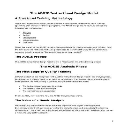 The Addie Model