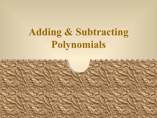 Adding Polynomials | PPT