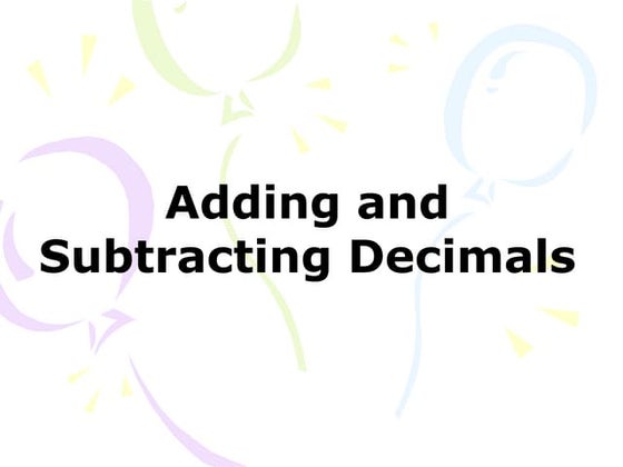 Decimals Add and Subtract | PPT
