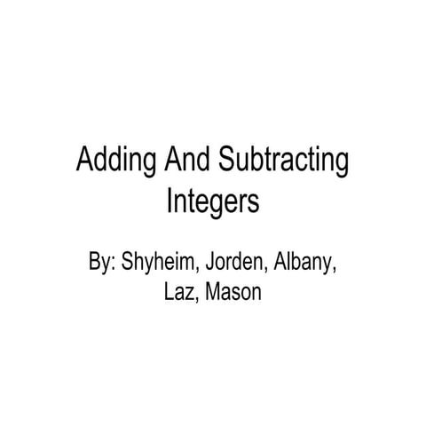 Adding and subtracting integers | PPT