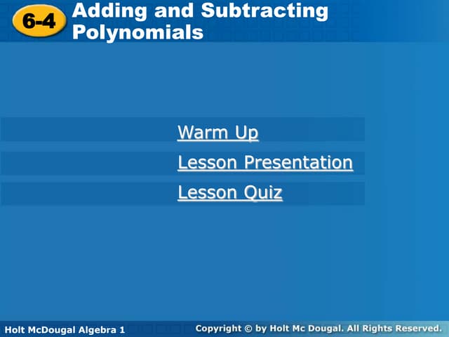 Adding And Subtracting Polynomials Ppt
