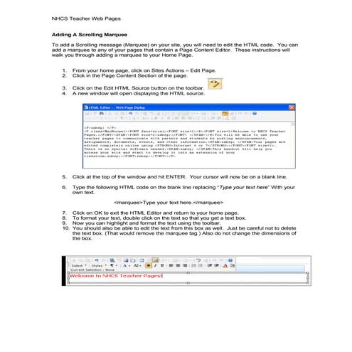 Adding A Scrolling Marquee | DOC | Web Design and HTML | Internet